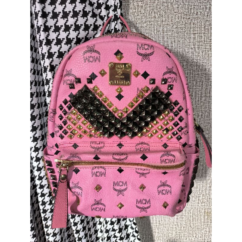 Mcm Pink Leather Backpack | Shopee Philippines