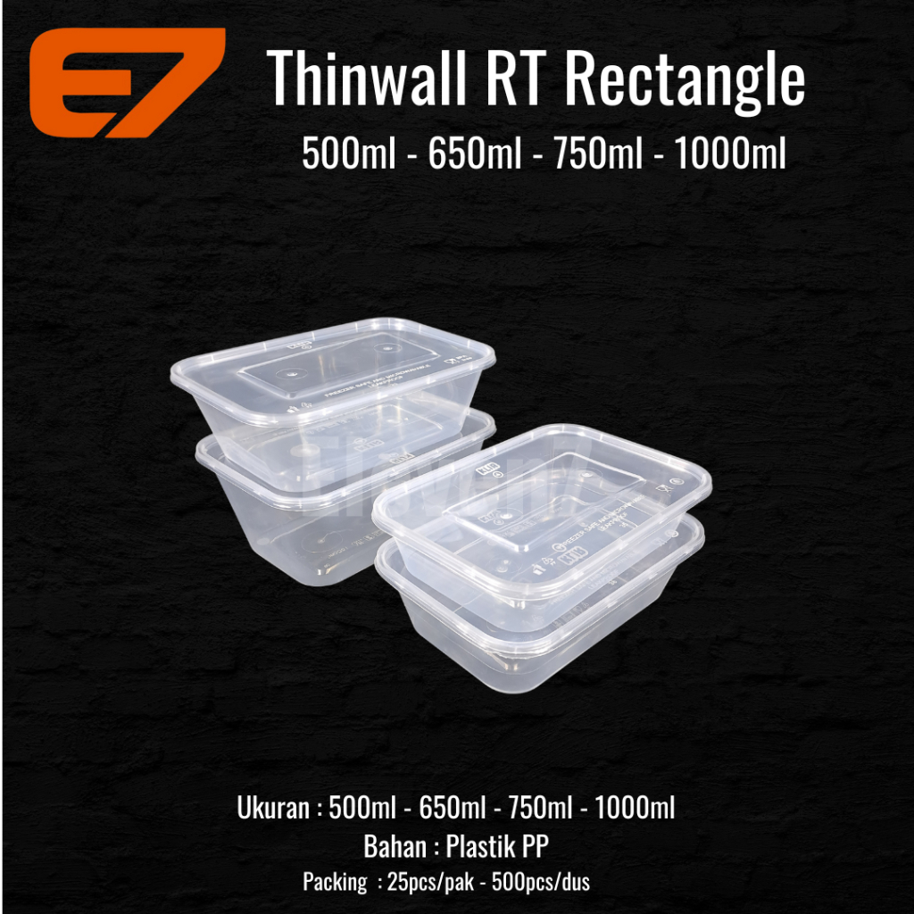 Thinwall Square Container Plastic Box Lunch Box 500ml-650ml-750ml ...