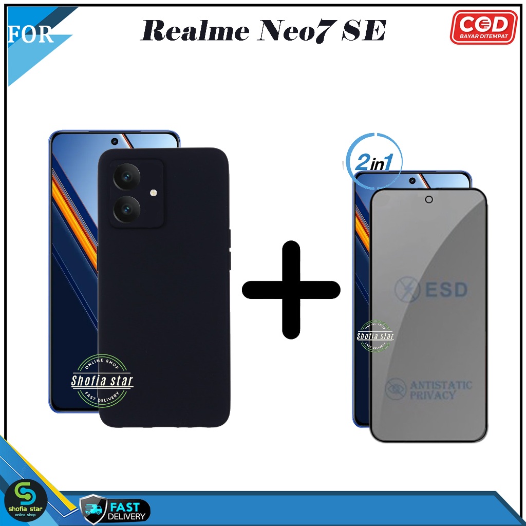 LAYAR 2IN1 Case Package Tempered Glass Esd Spy Realme Neo7 SE Realme Neo7x Softcase Slim Black ...