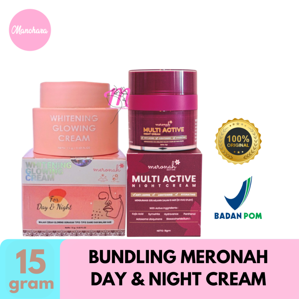 Bundling Day cream & Night cream Meronah / whitening Glowing cream ...