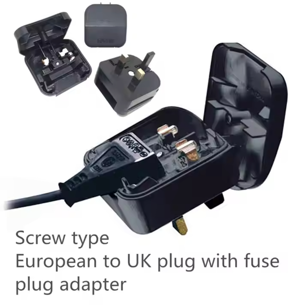 Eu 4.0mm to UK plug adapter 5A/250V built-in fuse EU 4.0mm to type-G ...
