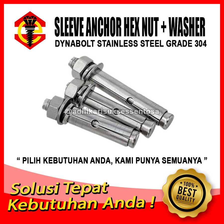 SS 304 Stainless Dynabolt/ M8x70 Dinabolt M8/ Anchor Bolt 7 CM | Shopee ...