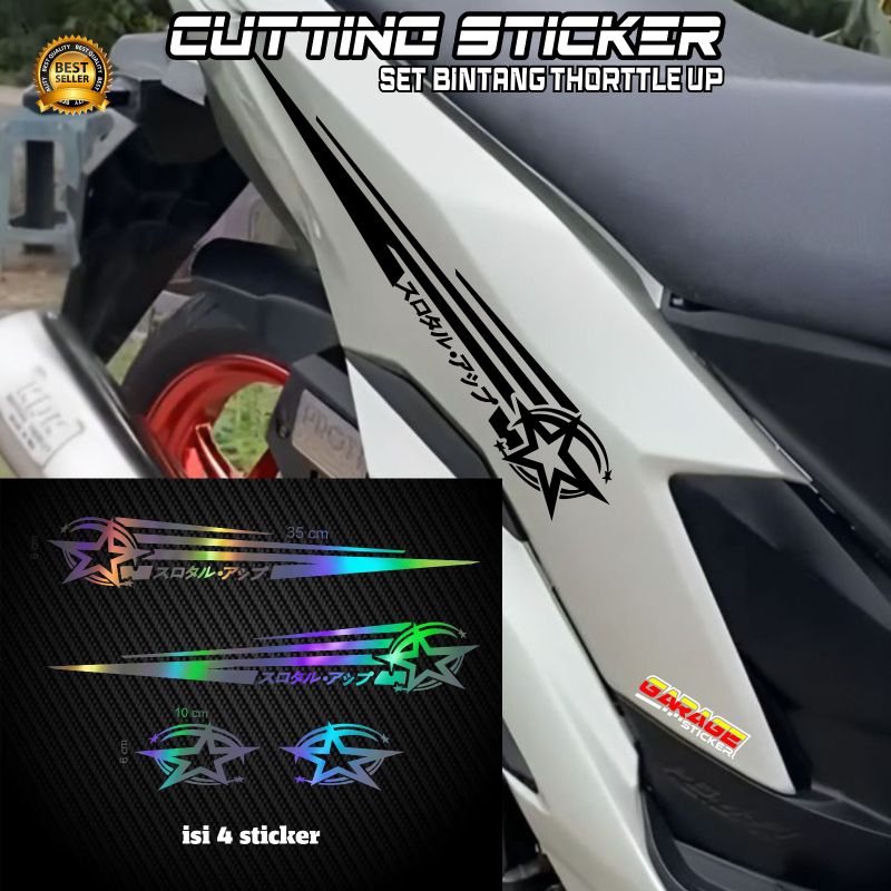 Sticker set contains 4 star cutting stickers for universal motorbike ...