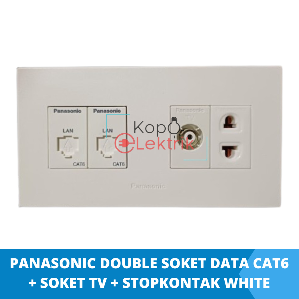 Panasonic double Cat6 Data socket + TV socket + White socket | Shopee ...