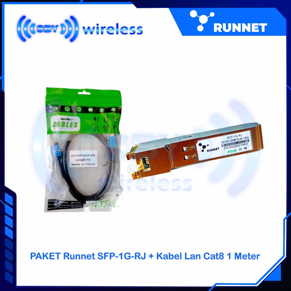 Sfp-1g-rj Runnet PACKAGE With 1 Meter Cat8 Lan Cable, SFP to RJ45 Cat 8 1 Meter Converter ...