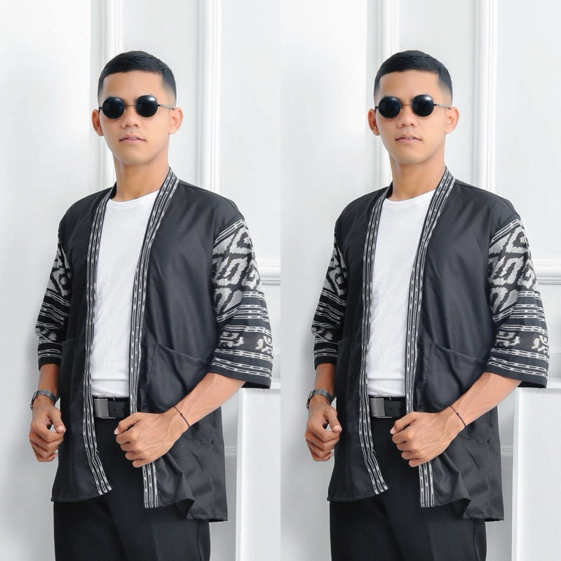 MEN'S WOVEN KIMONO, ethnic men's outer, jepara woven, sumba, lombok ...