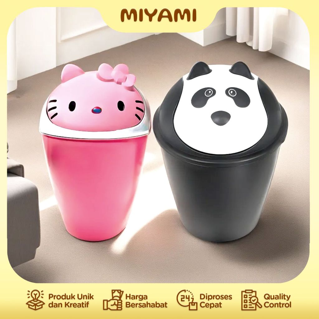 10 Liter Character Trash Can Jumbo Hello Kitty & Cute Panda Plastic ...
