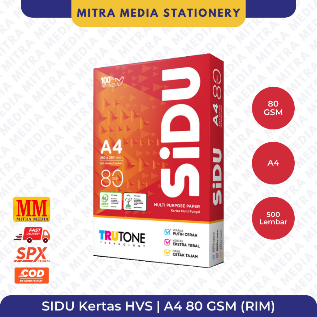 Sinar Dunia SIDU A4 HVS Paper 80 GSM Gram / A4 Paper 80 GRAM / Photocopy Paper / RIM / 500 ...