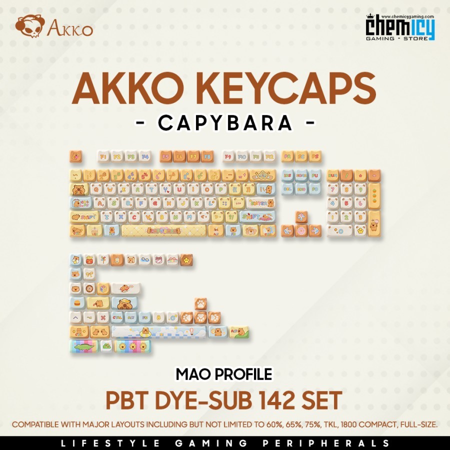 Akko Capybara PBT Dye-sub Keycaps 142 Set MAO Profile | Shopee Philippines