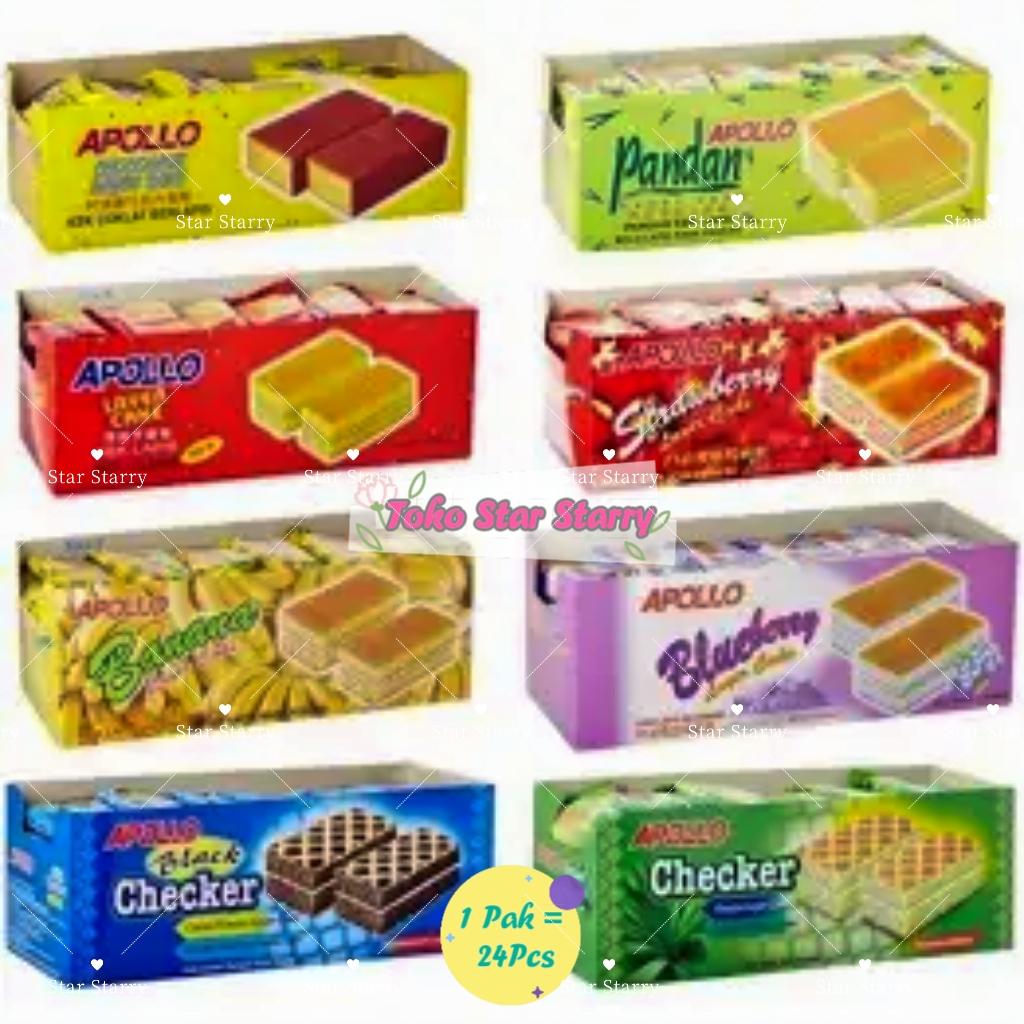 [1 BOX CONTAINS 24 PCS] APOLLO LAYER CAKE BOLU LAPIS CHOCOLATE PANDAN ...