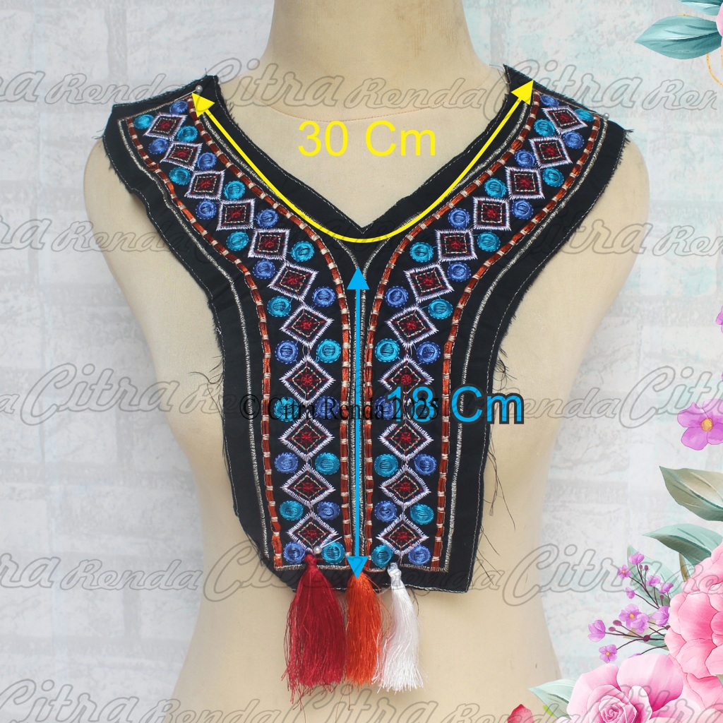(Per Pcs) AP834 Beautiful Black Embroidery Collar / Chest Lace | Shopee ...