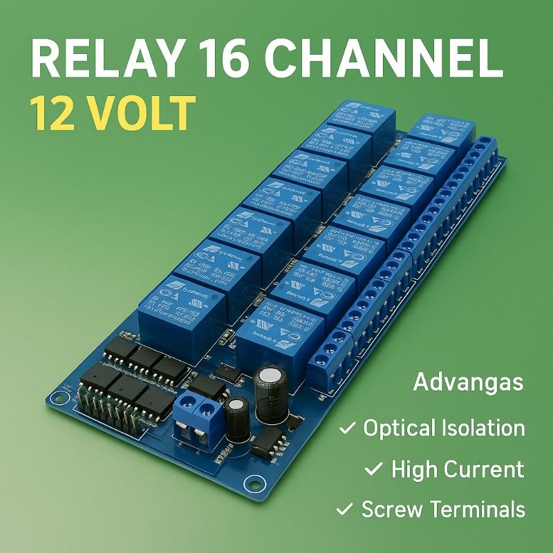 16 Channel 12V Relay with Optocoupler Arduino PLC Module Automation ...