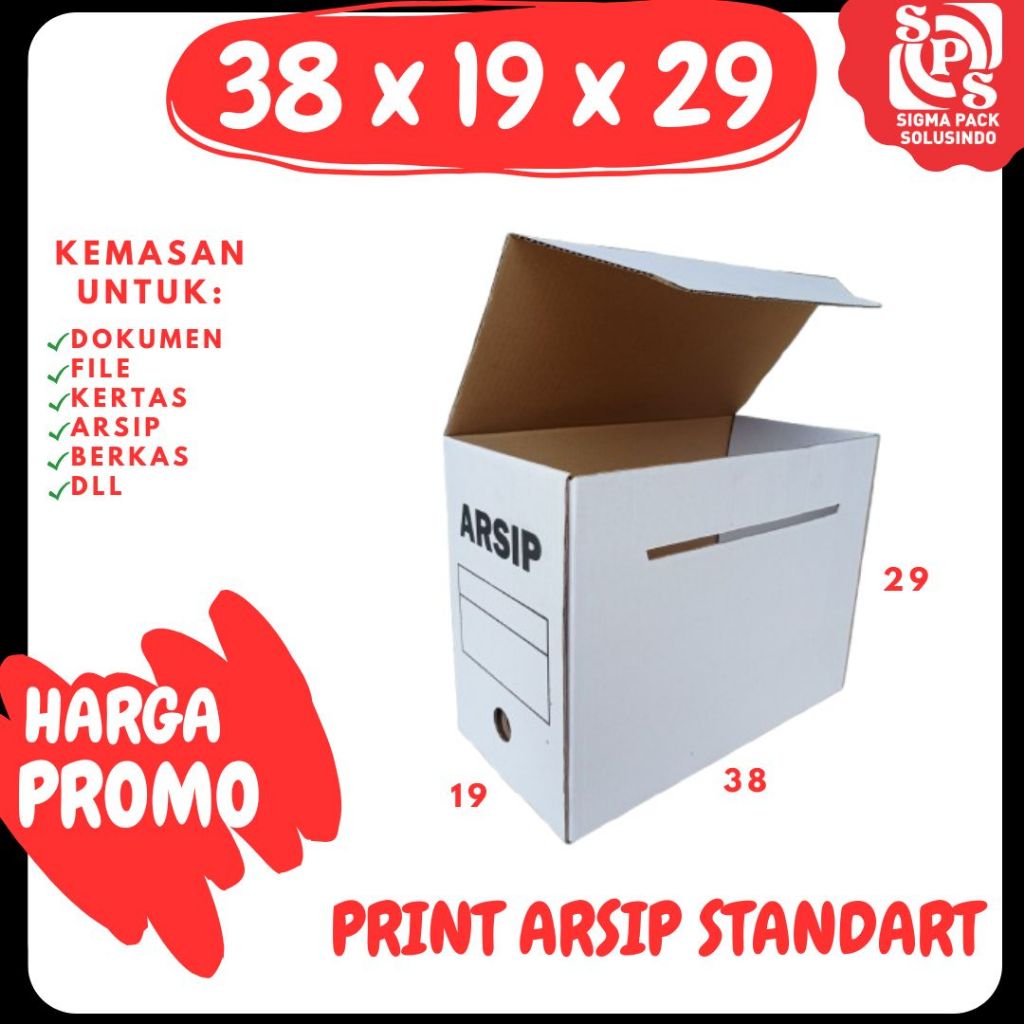 PUTIH Standard Print Archive box 38x19x29 White Cardboard Archive File ...