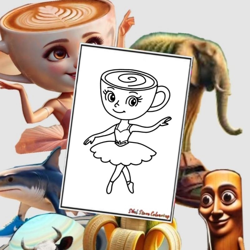 ITALIAN BRAINROT V1 COLORING DRAWING PAPER / TUNG TUNG SAHUR / CONTAINS ...