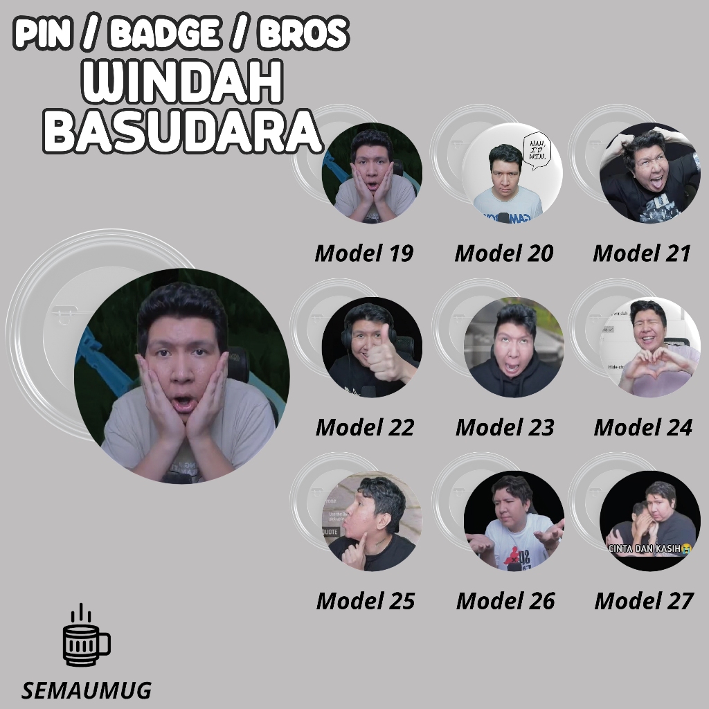 BOCIL WINDAH PIN BASUDARA GIFT BROS BADGE ROUND YOUTUBER INFLUENCER ...