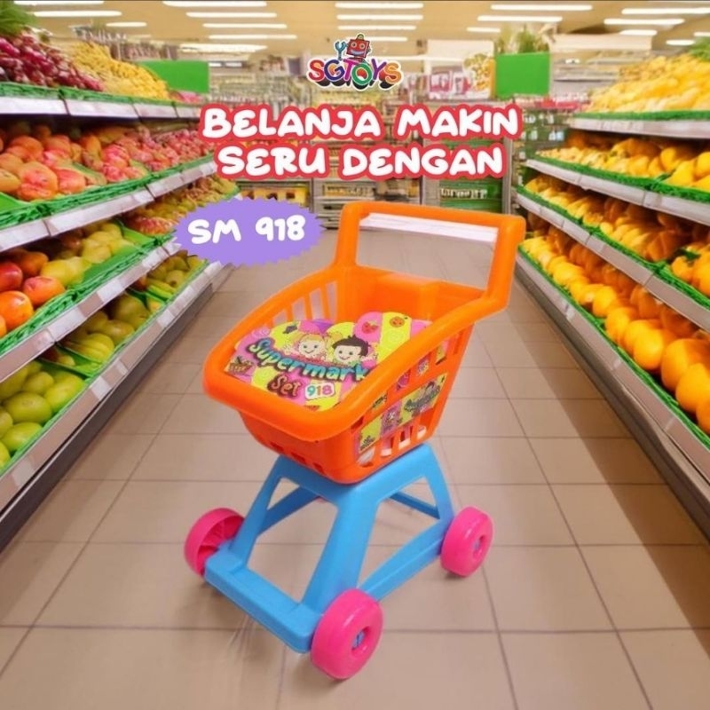 SG TOYS SM 918 Supermarket Trolley Shopping Trolley Toy Set Shopping ...