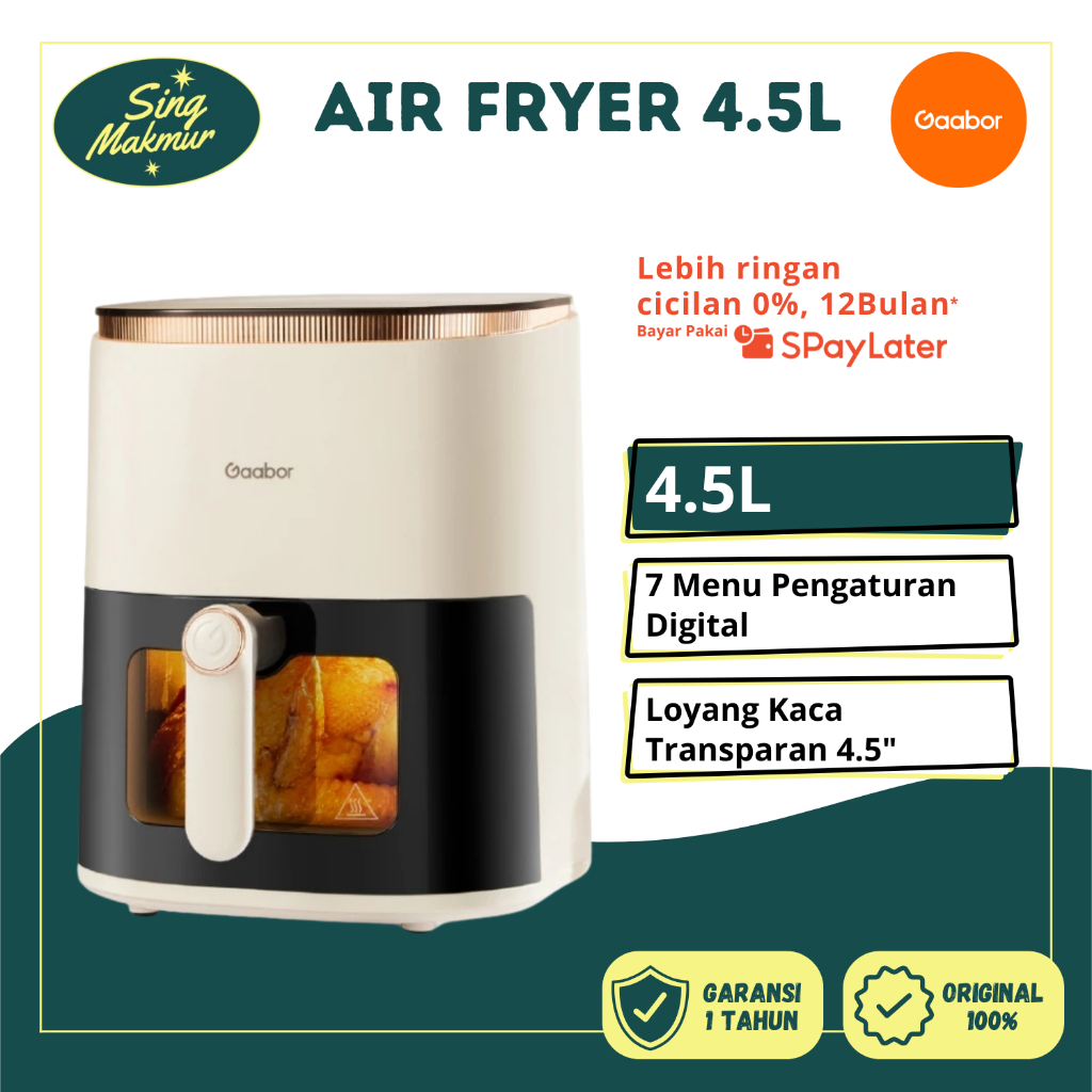 Gaabor Air Fryer Low Watt 4.5L Digital Touch Screen Multipurpose Non ...