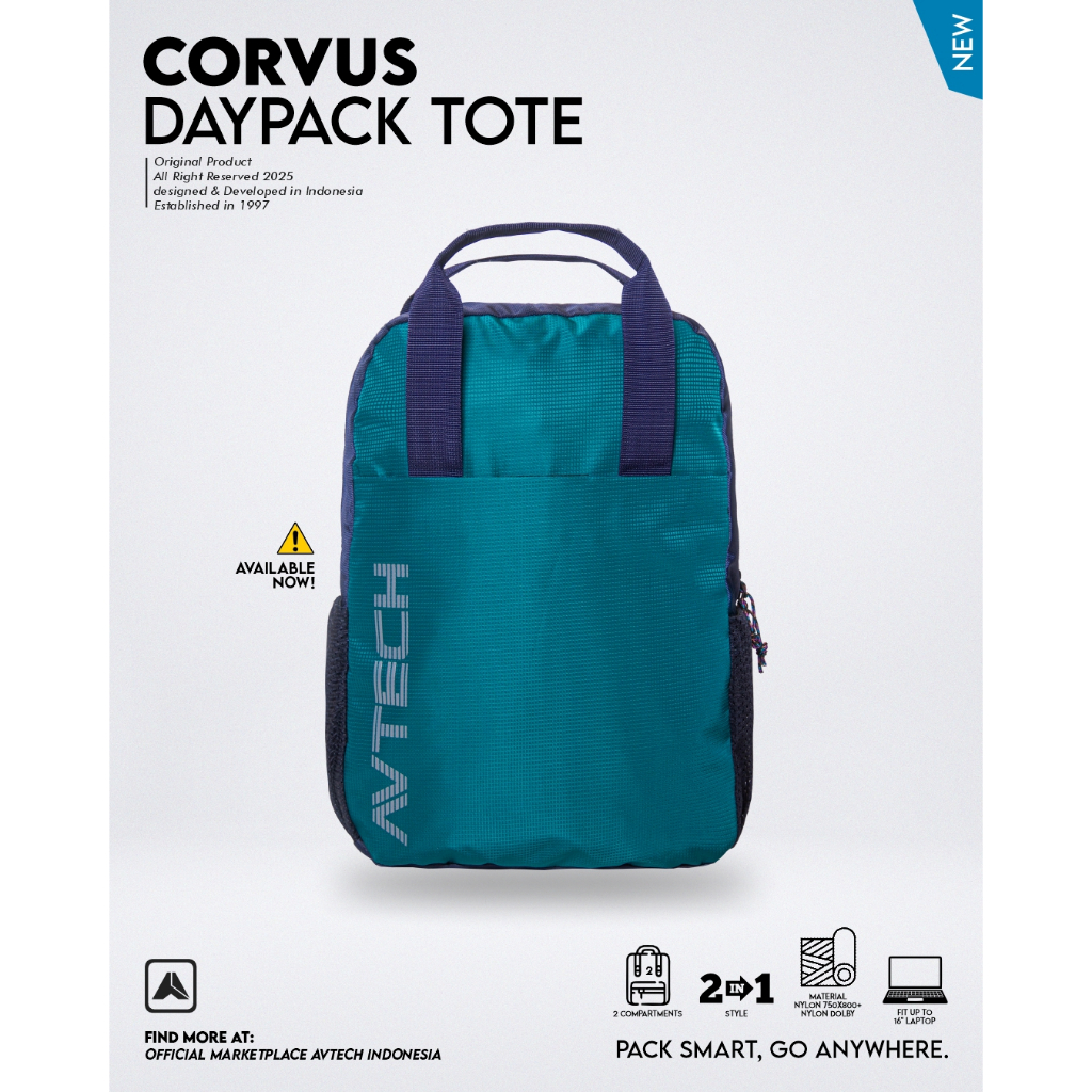 AVTECH - 20 Liter Outdoor Daily Work School Backpack Laptop Daypack Backpack - Corvus 20L Tote ...