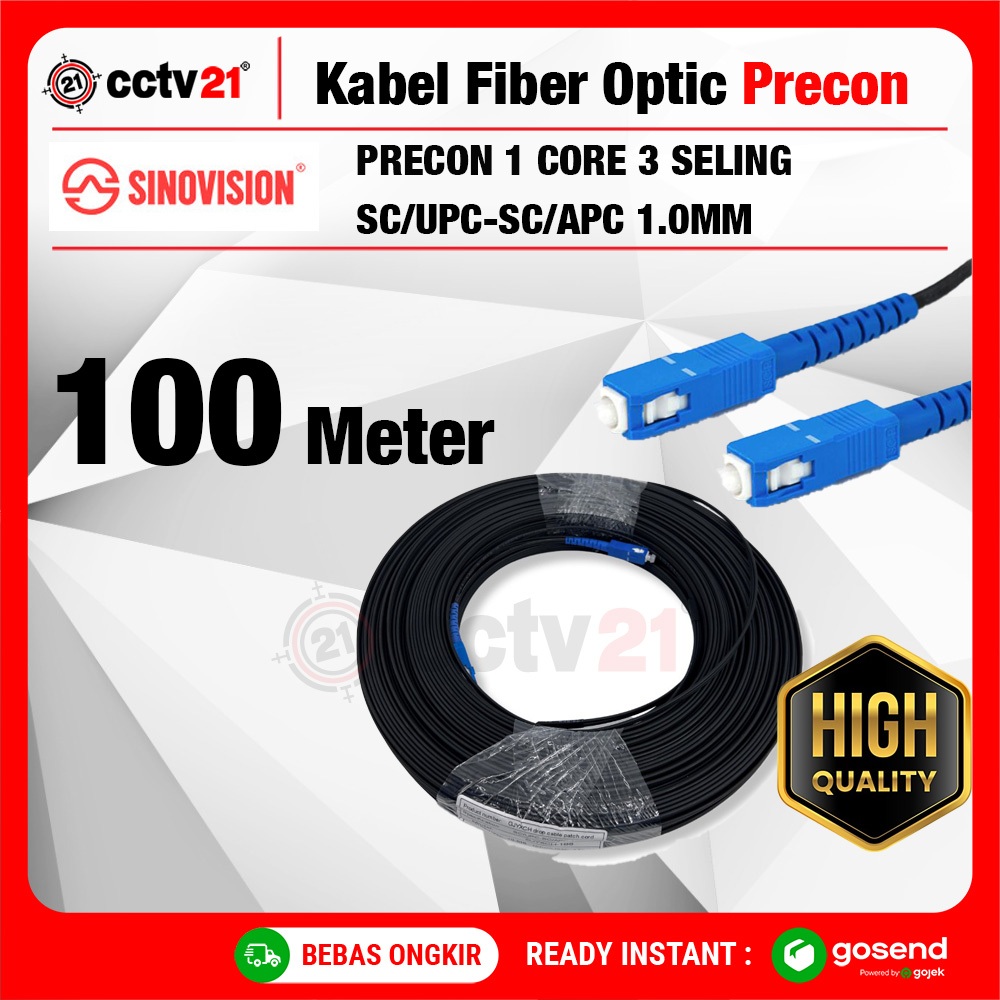 FO Fiber Optic Precon Cable 100M 100 Meters SINOVISION 1 Core 3 Seling SC/UPC-SC/APC 1.0MM ...