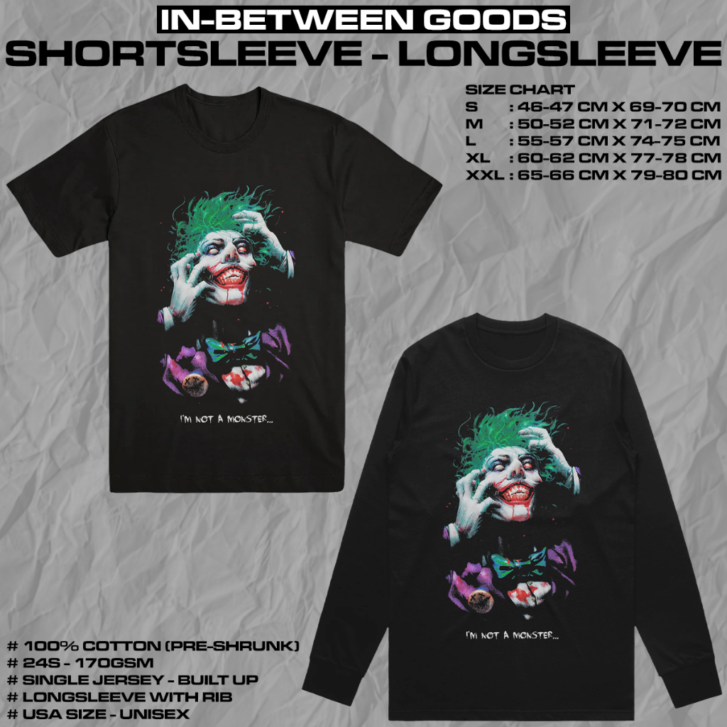 JOKER - NOT A MONSTER | T-SHIRT | LONGSLEEVE | MOVIE MERCH | Shopee ...