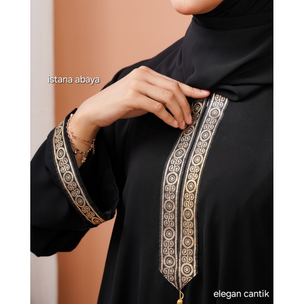 Super Beautiful abaya Moroccan gold ribbon Minimalist & Elegant ...