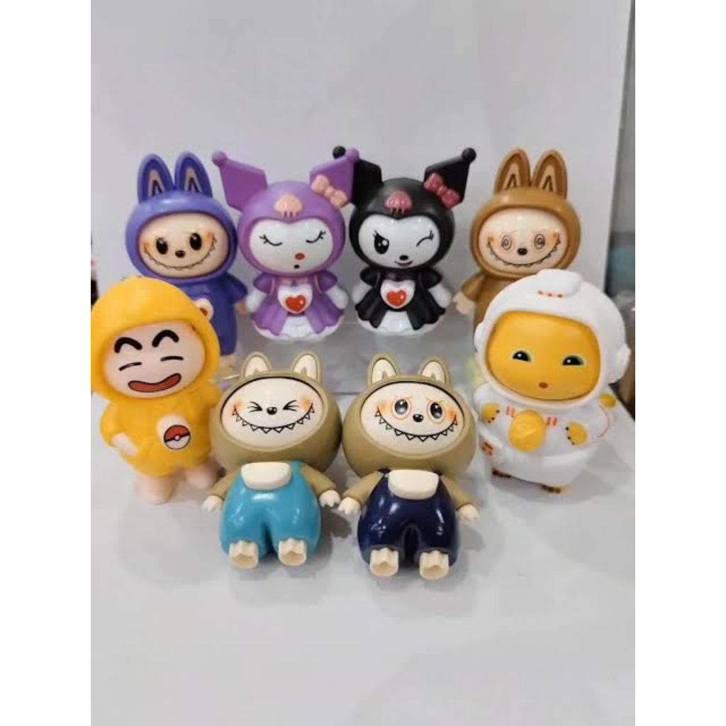 GANTUNGAN Labubu Kuromi shinchan nailong Face change key chain, cute ...