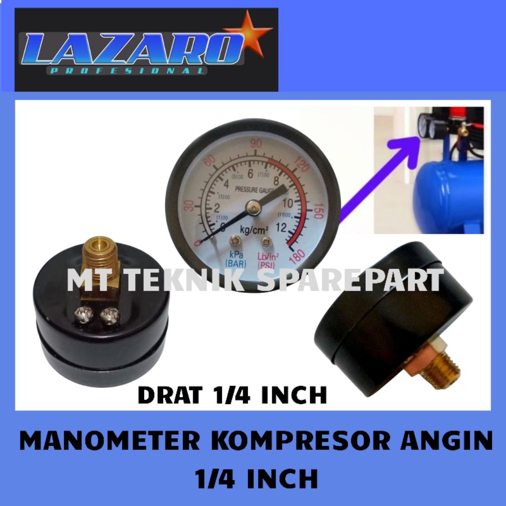 LAZARO MANOMETER PRESSURE GAUGE COMPRESSOR TUBE 2.5INCH DRAT 14 INCH ...
