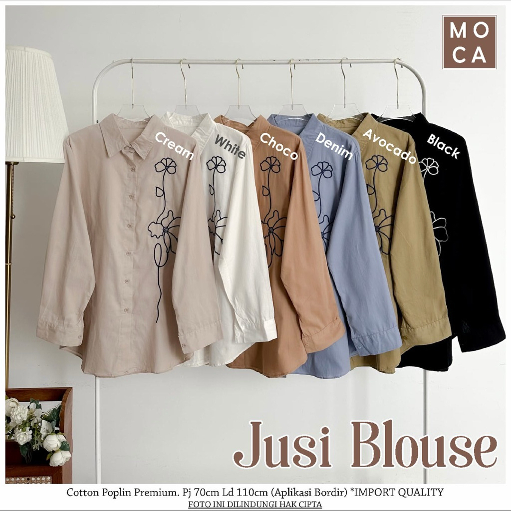 JUSI BLOUSE BY MOCA FLOWER MOTIF BLOUSE COTTON POPLIN MATERIAL | Shopee ...