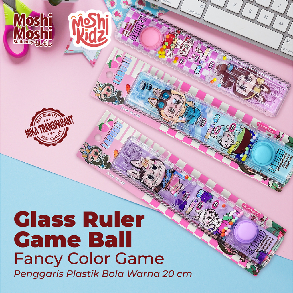 Glass Ruler Button Ball Game 20 cm Acrylic Plastic Ruler Character ...