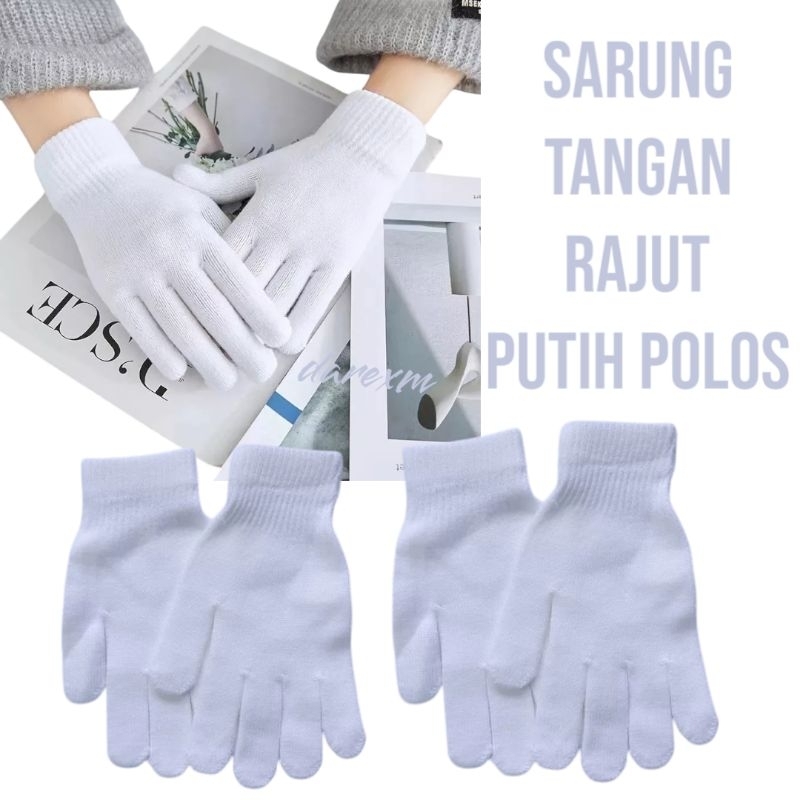 PUTIH Plain White Knit Gloves | Shopee Philippines