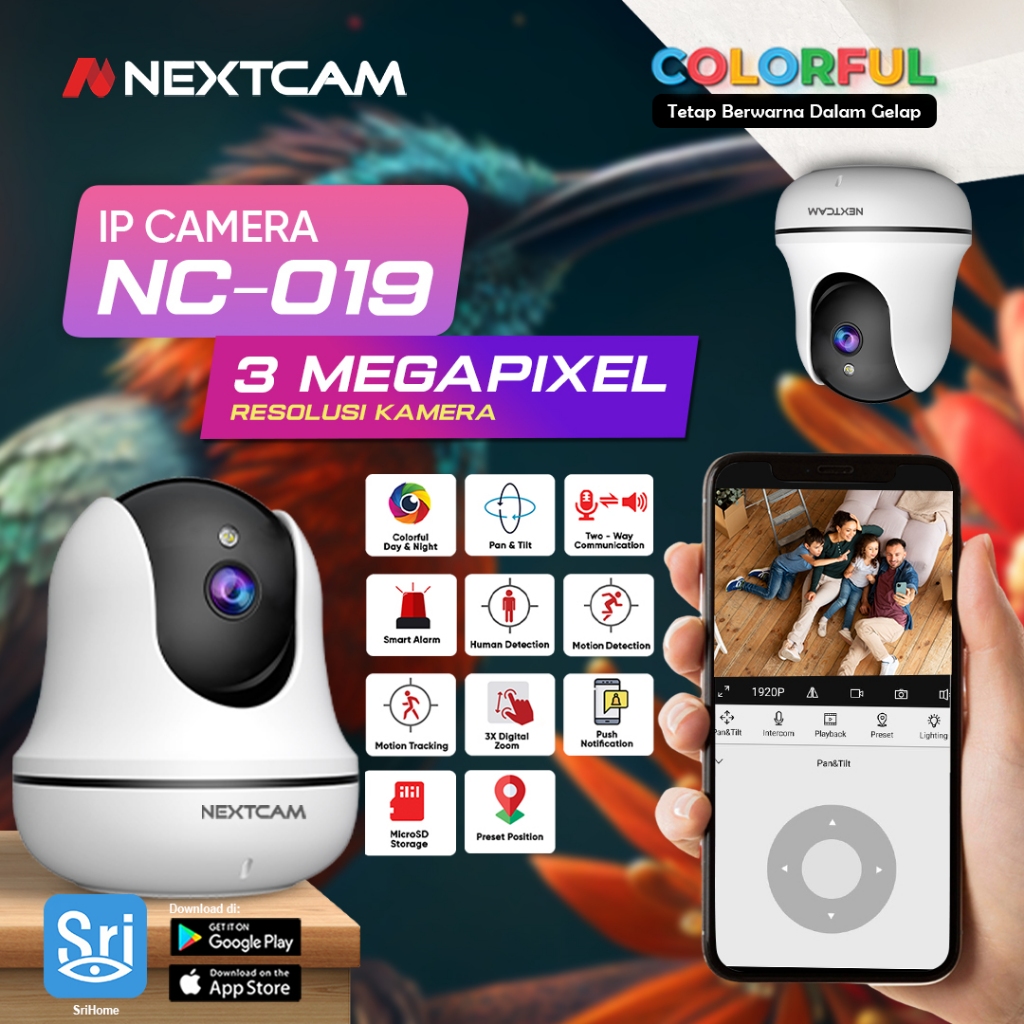 Nextcam smart wireless wifi ipcam 3mp Fhd colorful cctv camera still colored in the dark can ...