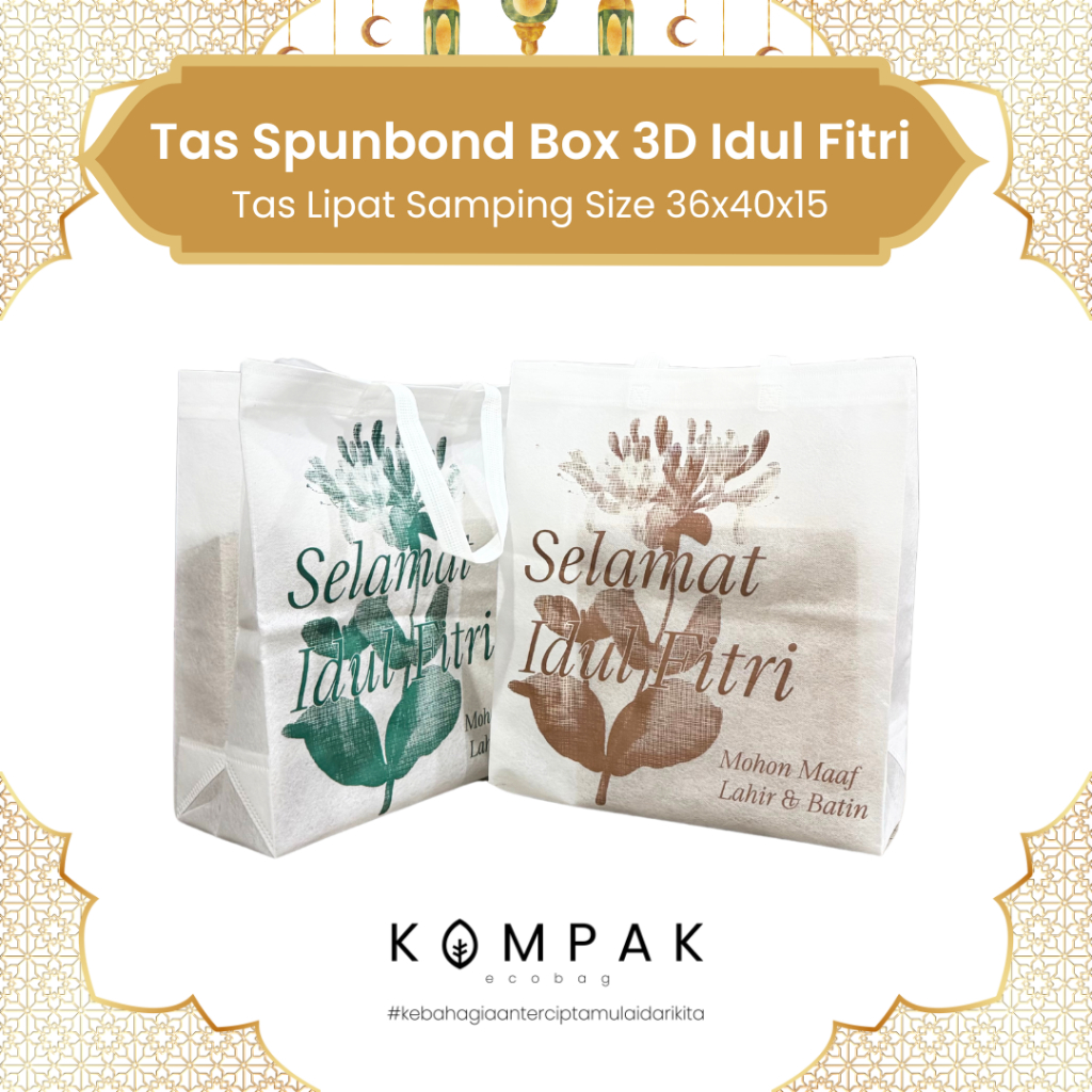 Kompak ECOBAG - 3D BOX SPUNBOND BAG - 36X40X15CM - GOODIEBAG ...