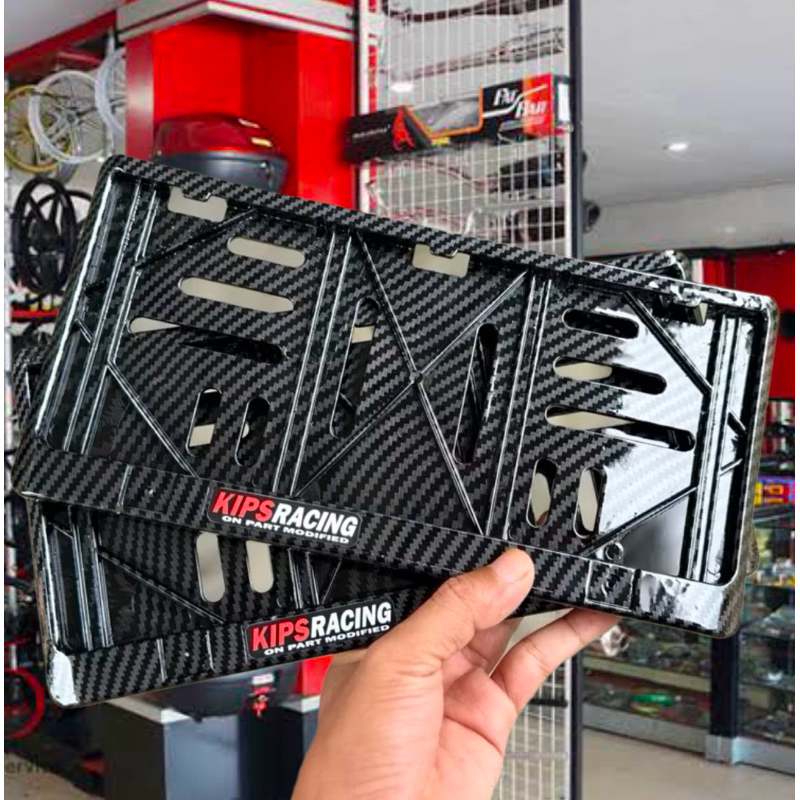 HITAM Glossy KIPS RACING BLACK carbon MOTORCYCLE NUMBER PLATE 1 SET ...
