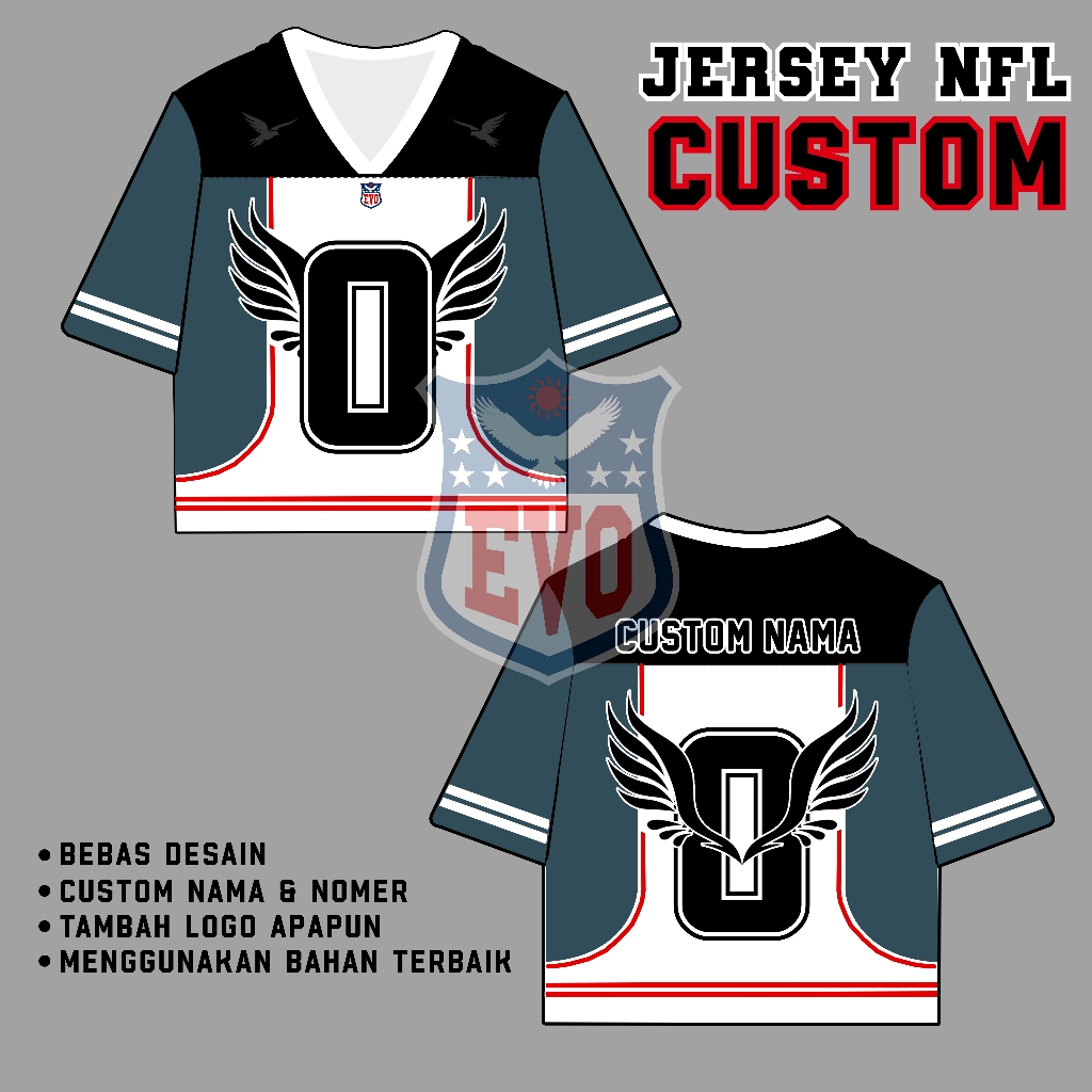 MINIMAL NFL CUSTOM Rugby Football Boxy Jersey Free Design A (Minimum ...