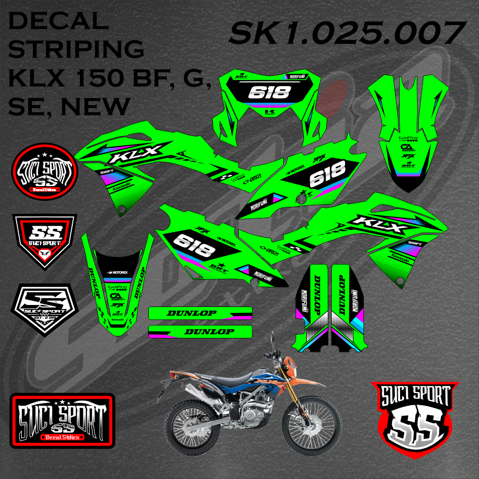 Striping DECAL STICKER KLX 150 BF, G, SE, NEW, KAWASAKI DESIGN CAN BE ...