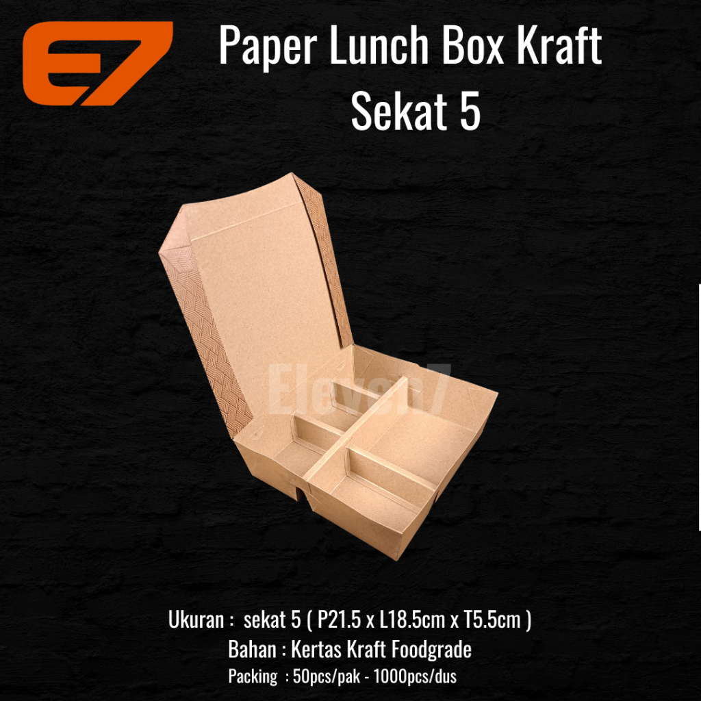 Paper Lunch Box Kraft Brown 5 compartments - Paper Bento Tray, Lunch ...