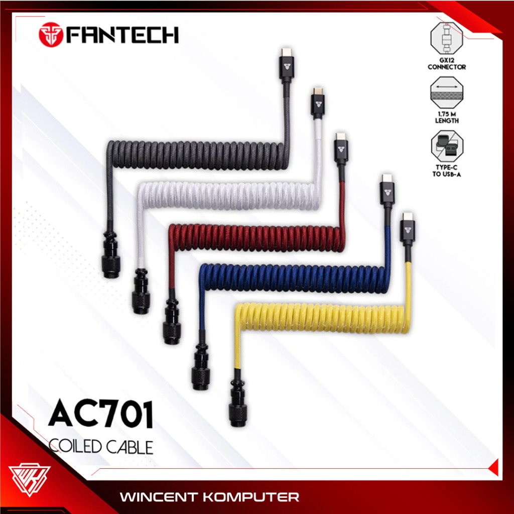 Coiled Cable Type C Aviator AC701 Fantech Mechanical Gaming Keyboard ...