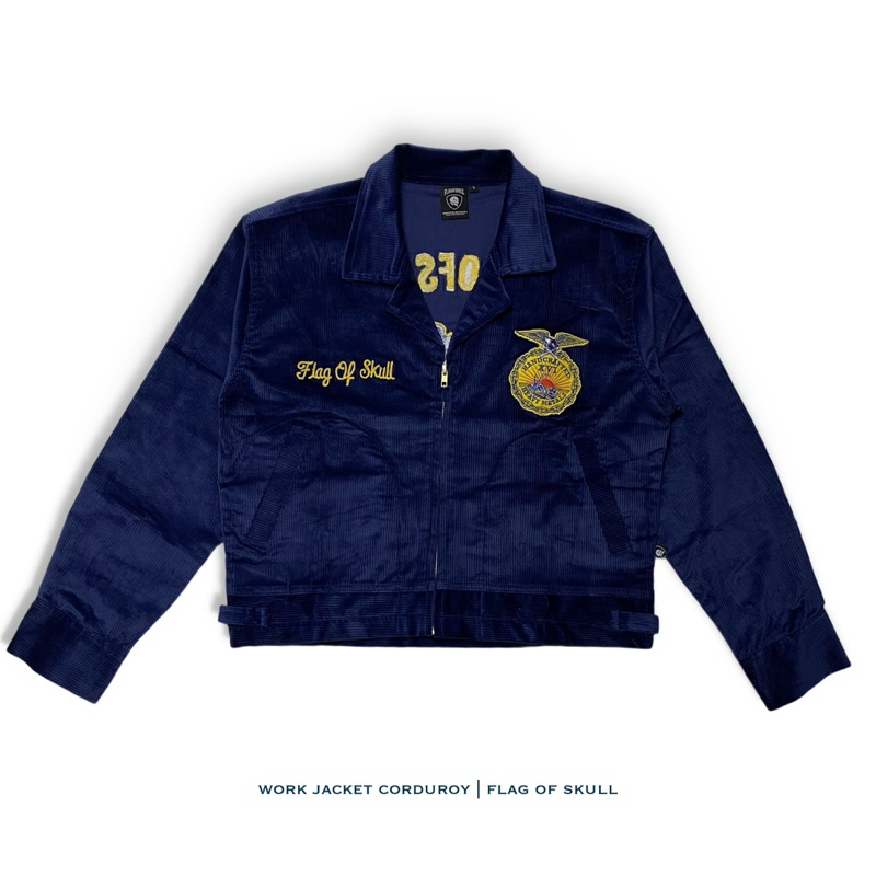 Work Jacket Corduroy (Boxy fit), Flagofskull Official -Navy blue (FFA ...