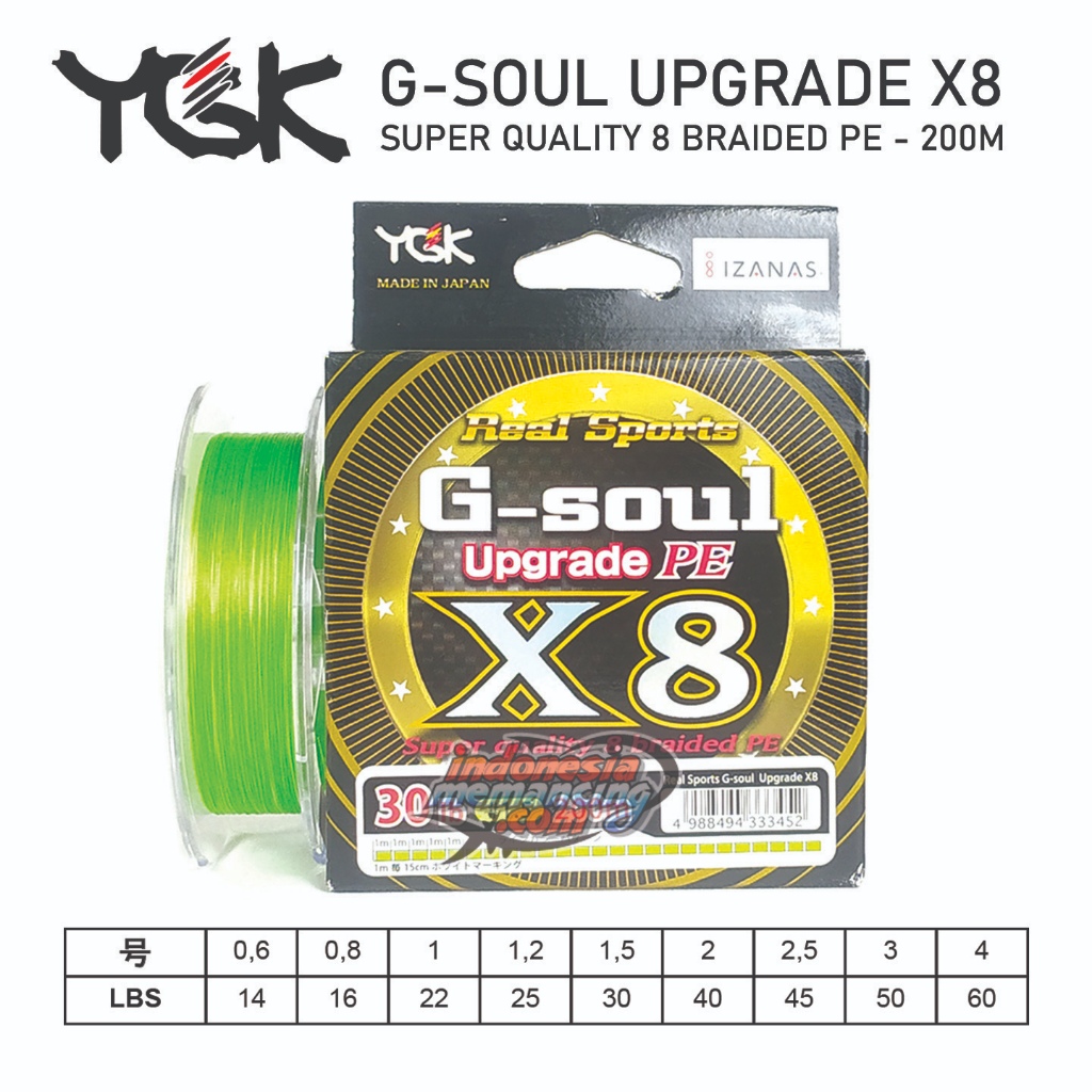 YGK G-SOUL X8 PE Line UPGRADE | 200m | PE 0.6 | 14Lbs | made in japan ...