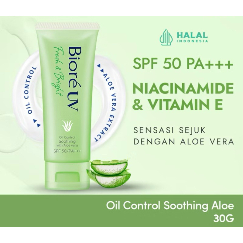 Biore UV FRESH & BRIGHT OIL CONTROL SOOTHING ALOE SKIN CARE SUNSCREEN ...