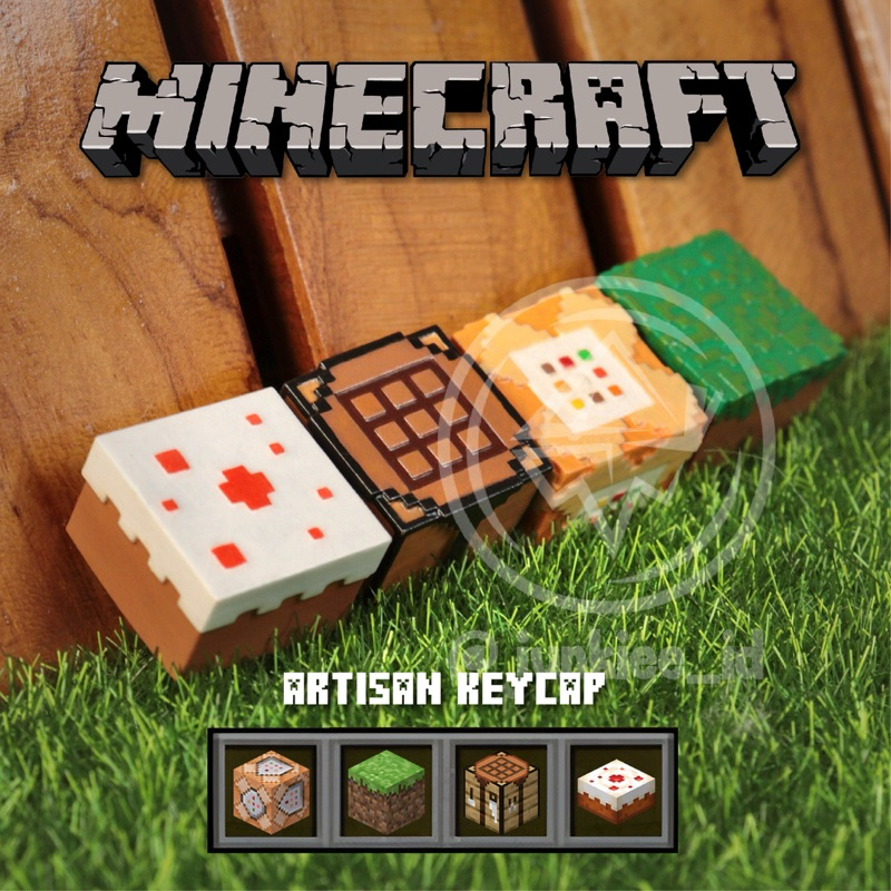 Minecraft artisan keycaps crafting block cake grass block command block ...