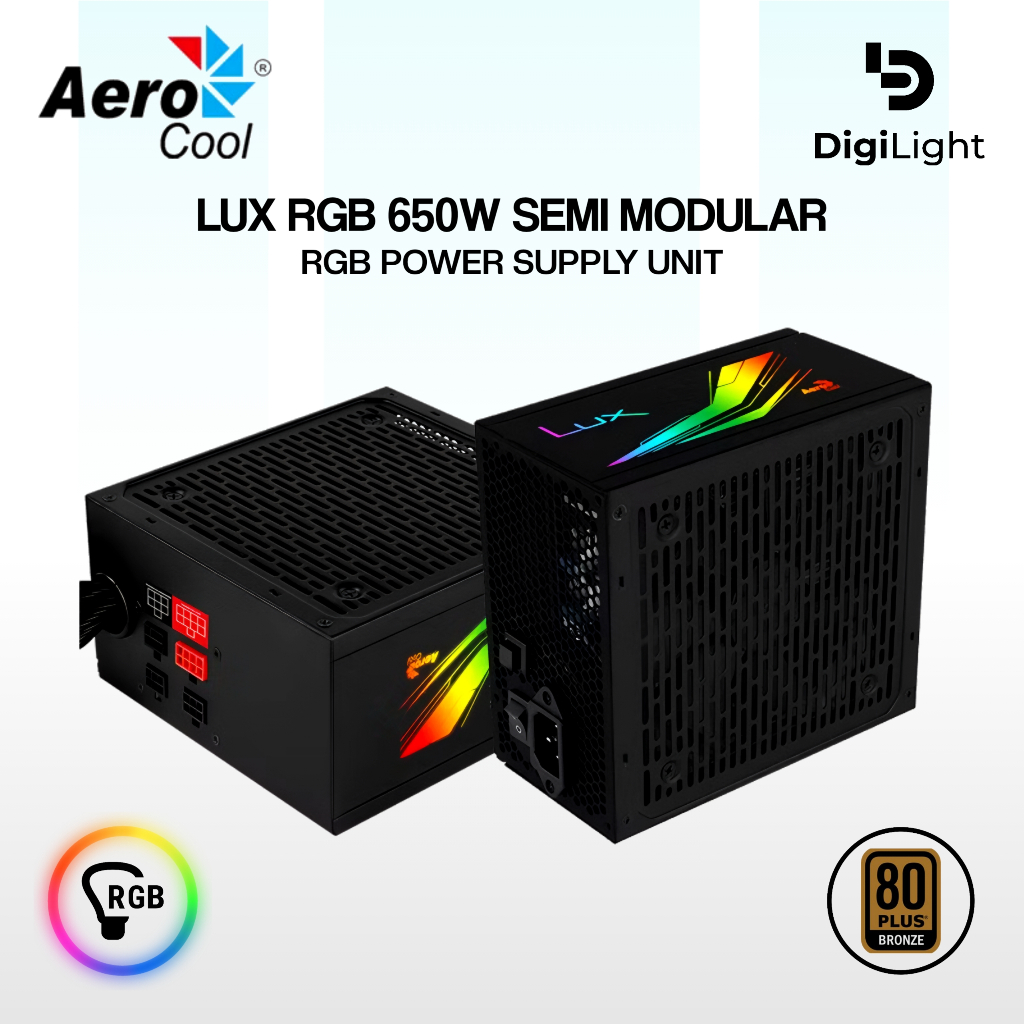 Aerocool LUX RGB 650W Power Supply - Semi Modular & Bronze Certified ...