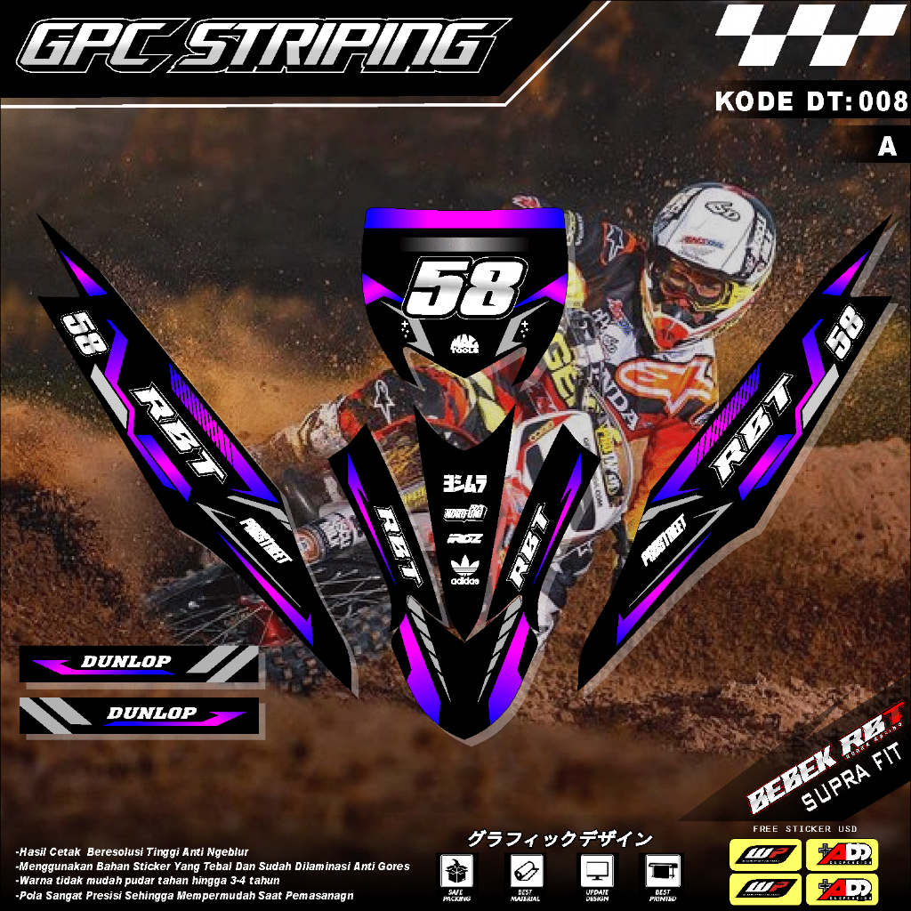 Sticker Striping MOTOR SILUMAN SUPRA FIT RBT BEBEK MODIF SUPERMOTO ...