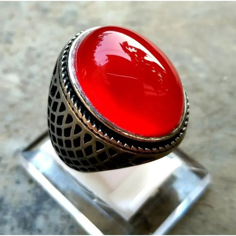 AGATE STONE RING RED BARONnatural 100% ORIGINAL | Shopee Philippines