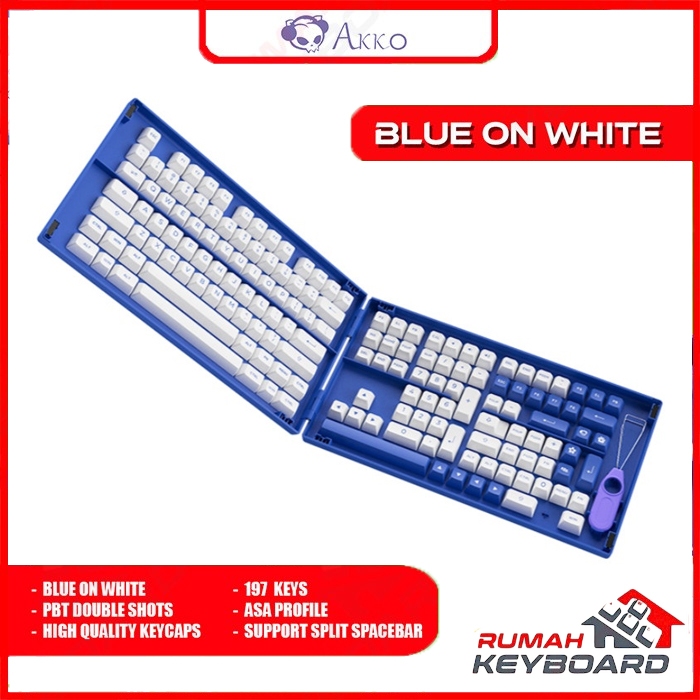 AKKO - Blue On White - ASA - PBT Keycap Set - 197 Key - keycap ...