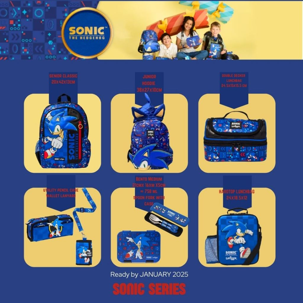 SMIGGLE SONIC THE HEDGEHOG SERIES Backpack/Lunch Bag/Wallet/Water ...