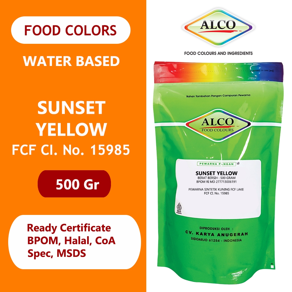 SUNSET YELLOW FCF CI 15985 Water Based Soluble ALCO Powder Food ...