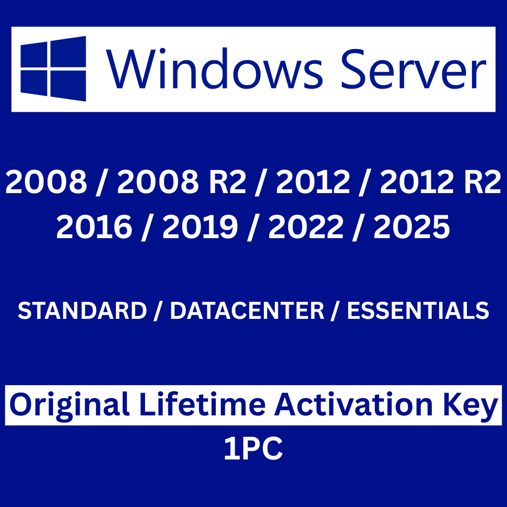 Windows Server 2025 | 2022 | 2019 | 2016 | 2012 R2 | 2008 R2 STANDARD | DATACENTER Original Key ...