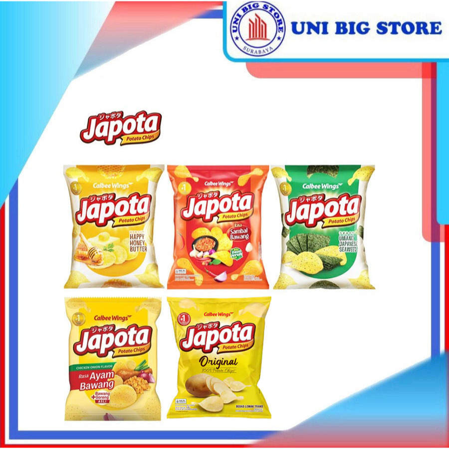 JAPOTA Potato Chips Honey Butter Seaweed Onion Sambal 68 gr Chips ...