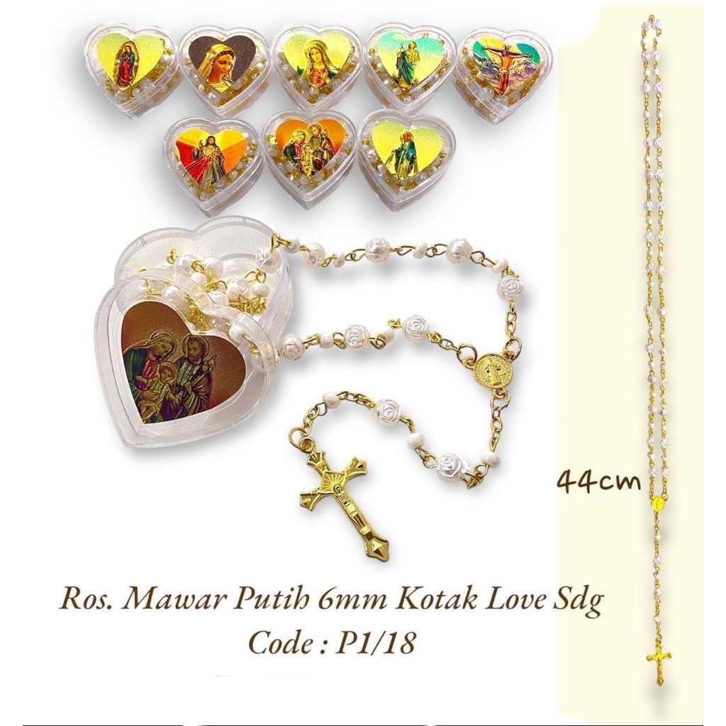 MAWAR 6mm White Rose Rosary Love Box - Catholic Souvenir | Shopee ...